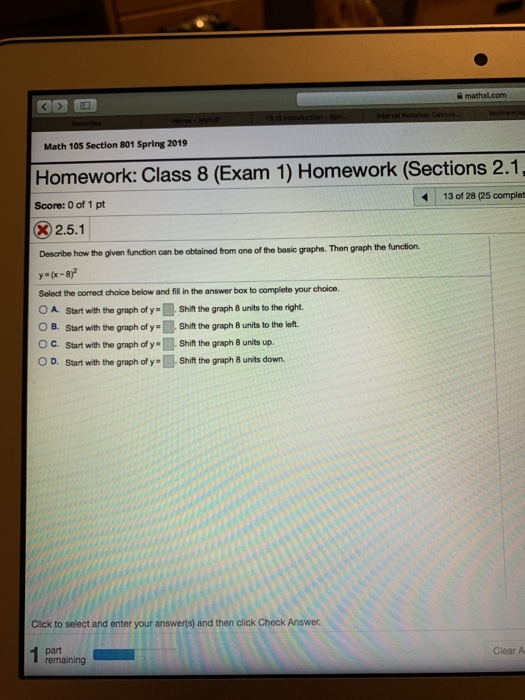 Solved mathdl.com Math 105 Section 801 Spring 2019 Homework: | Chegg.com