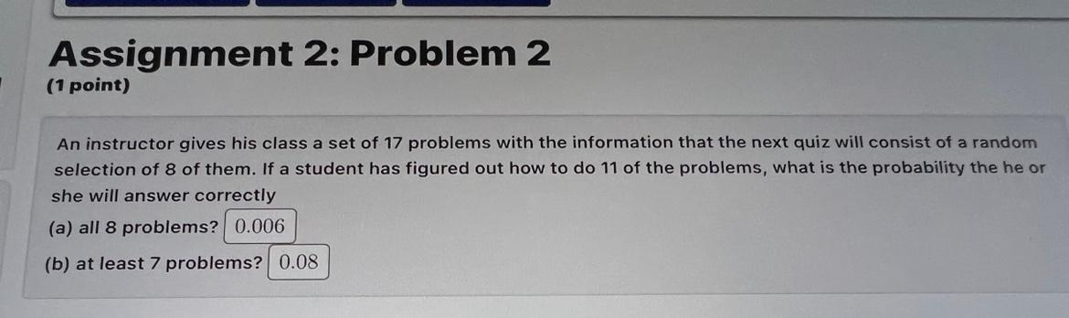 Solved An instructor gives his class a set of 17 problems | Chegg.com