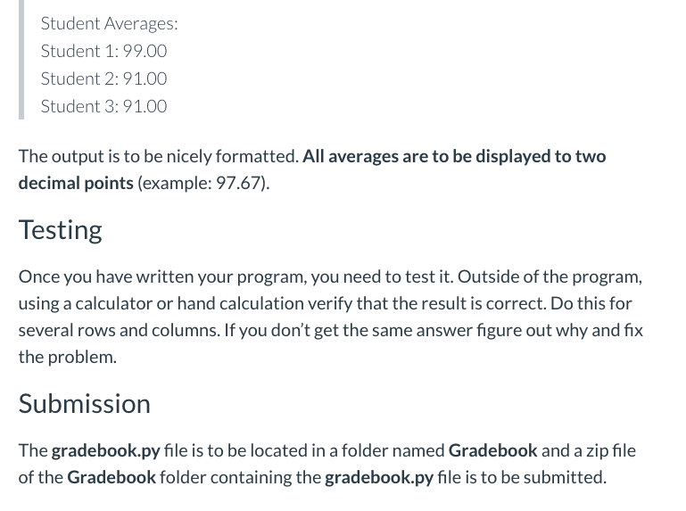 Challenge: Gradebook Description: Modify the provided | Chegg.com