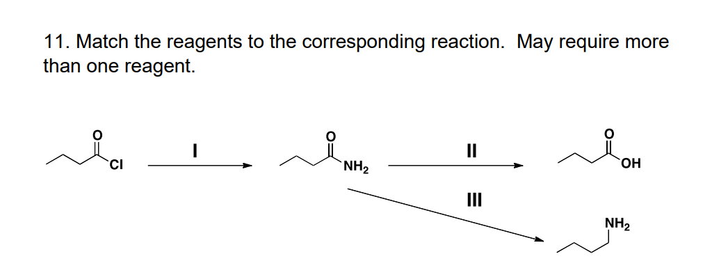 Solved 11. Match the reagents to the corresponding reaction. | Chegg.com