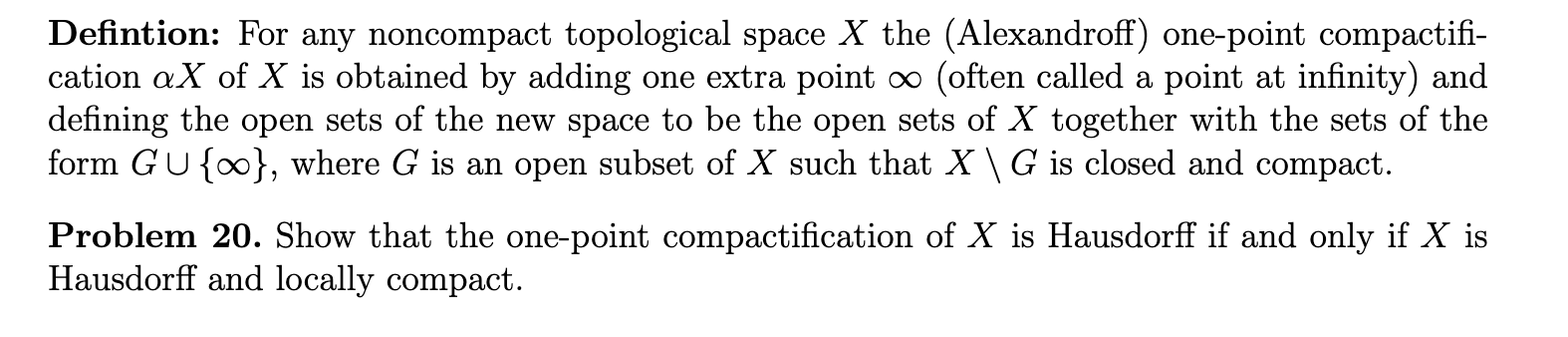 Solved Defintion: For any noncompact topological space x | Chegg.com