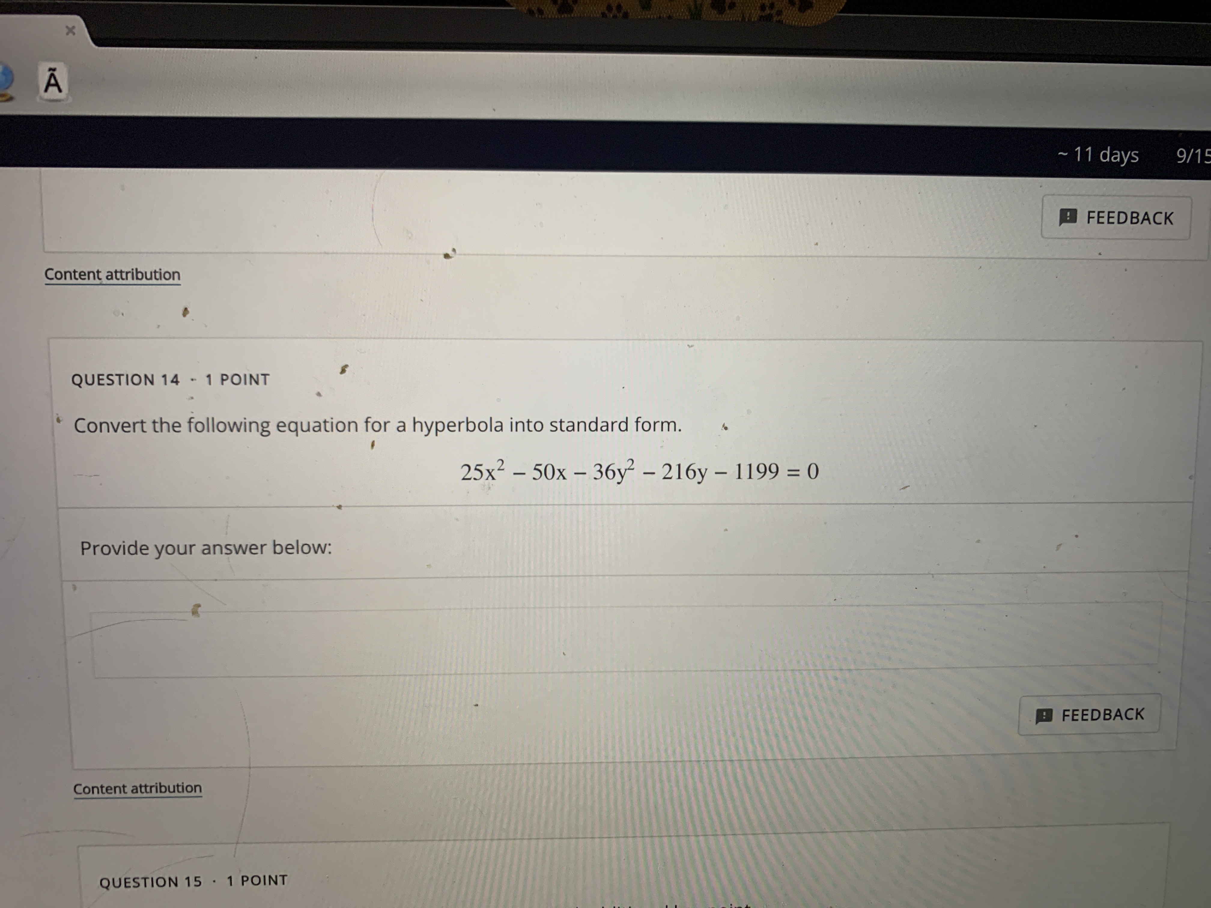 Solved QUESTION 14 - 1 ﻿POINTConvert the following equation | Chegg.com