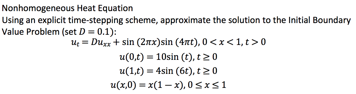 Solved Nonhomogeneous Heat Equation Using an explicit | Chegg.com