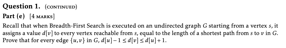 Solved Question 1. (CONTINUED) Part (e) [4 MARKS] Recall | Chegg.com