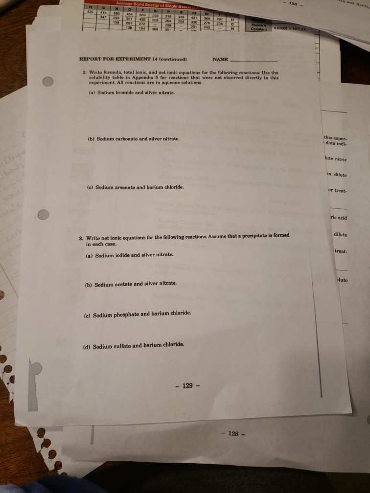 Solved REPORT FOR EXPERIMENT 14 (continued) NAME QUESTIONS | Chegg.com