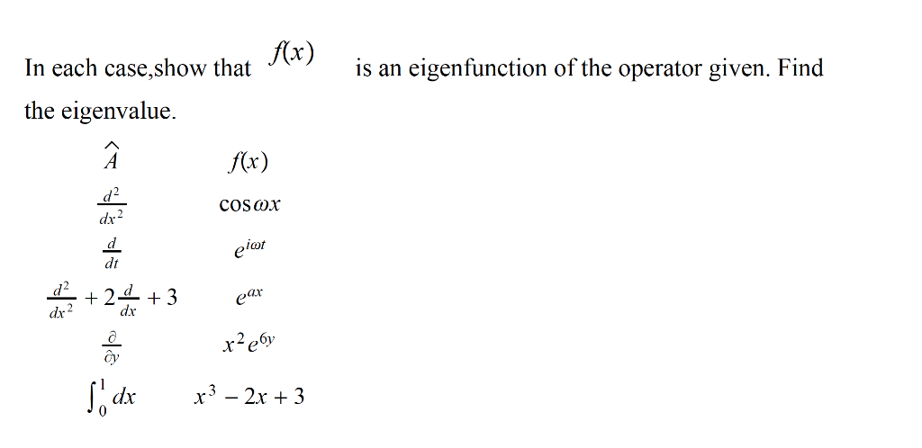 Solved f(x) is an eigenfunction of the operator given. Find | Chegg.com