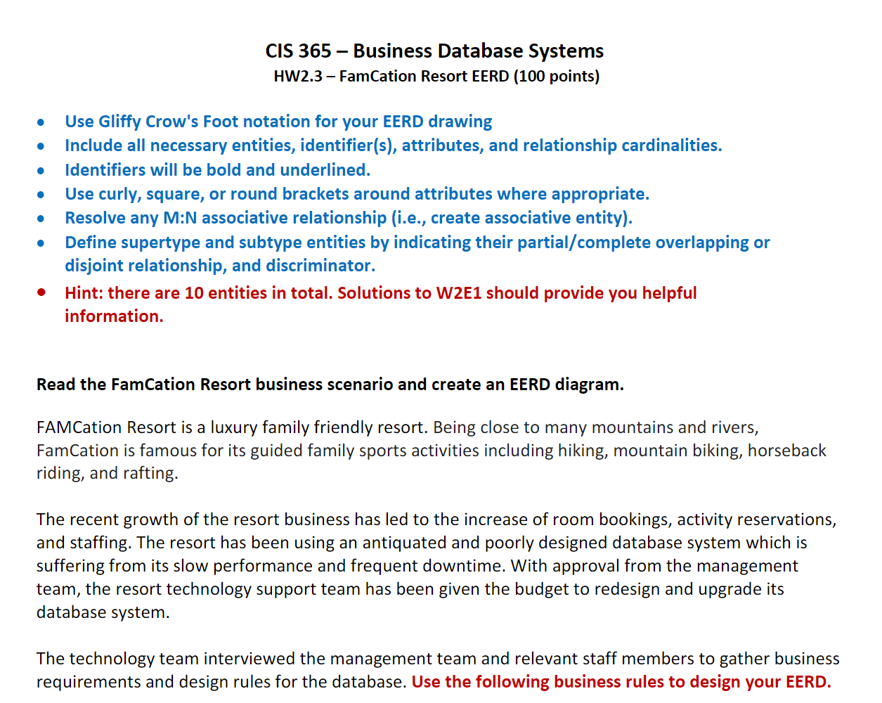 Solved CIS 365 - Business Database Systems HW2.3 - FamCation | Chegg.com