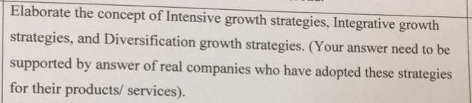 Solved Elaborate the concept of Intensive growth strategies, | Chegg.com