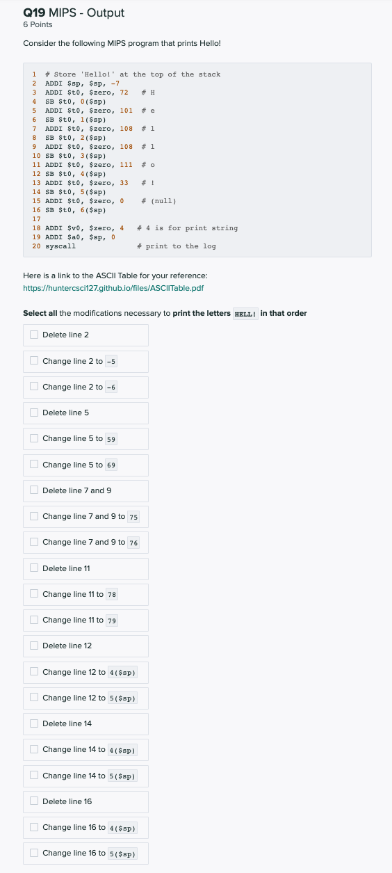 Solved Q19 MIPS - Output 6 Points Consider the following | Chegg.com