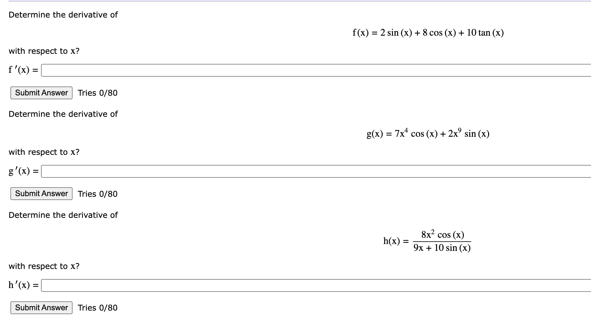 Solved Determine the derivative | Chegg.com