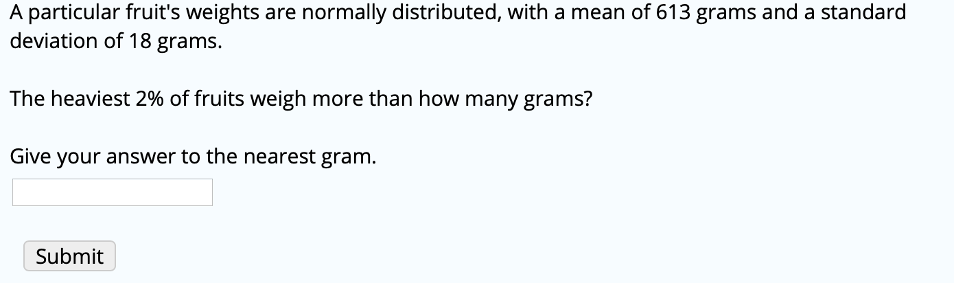 Solved A particular fruit's weights are normally | Chegg.com