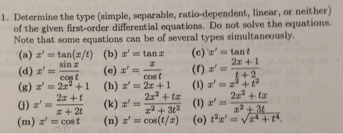 Solved Determine the type (simple, separable, | Chegg.com