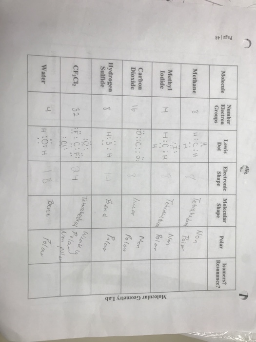 Solved Molecular Geometry Lab :노. 丁 Page | 48 | Chegg.com