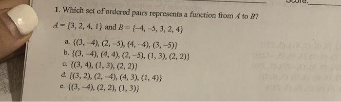 Solved 1. Which set of ordered pairs represents a function | Chegg.com