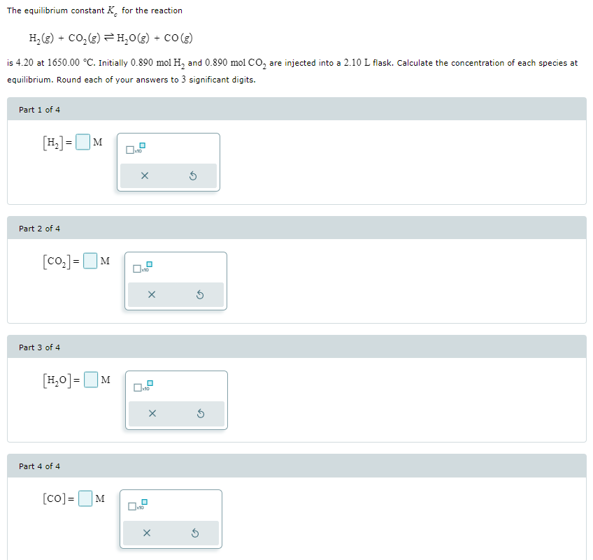 Solved The equilibrium constant Kc for the reaction | Chegg.com