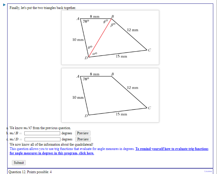 Solved Finally, let's put the two triangles back together. | Chegg.com