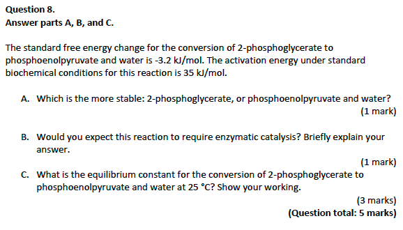 Solved Answer parts A, B, and C. The standard free energy | Chegg.com
