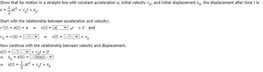 Solved s=21at2+v0t+s0 Start with the relationship between | Chegg.com