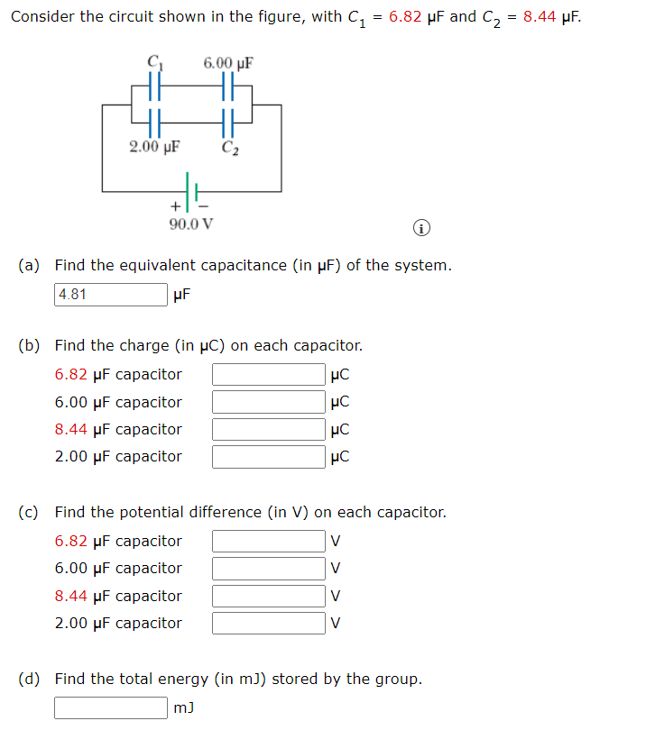 Solved Consider the circuit shown in the figure, with C1 = | Chegg.com