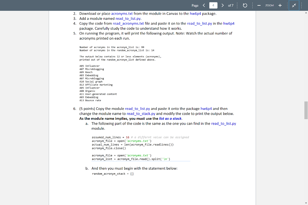 In Python: (acronyms.txt file contents and | Chegg.com