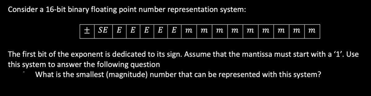 Solved Consider a 16-bit binary floating point number | Chegg.com
