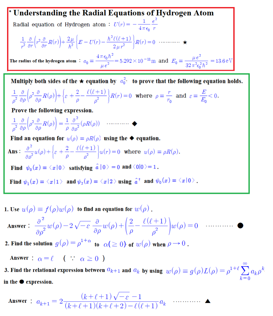 Solved Understanding the Radial Equations of Hydrogen Atom 1 | Chegg.com