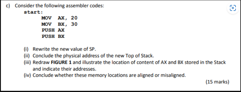 Solved Consider The Following Assembler Codes Start Mov