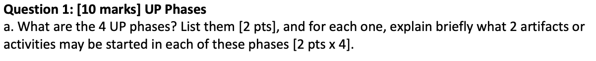 Solved What are the 4 UP phases? List them [2 pts], and for | Chegg.com
