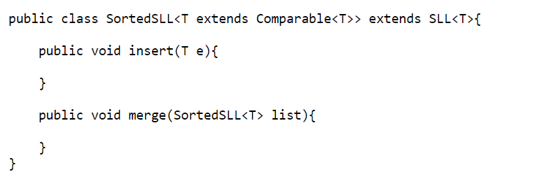 Solved public class SLL { protected SLLNode head, | Chegg.com