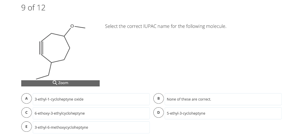 Solved 9 of 12 Select the correct IUPAC name for the | Chegg.com