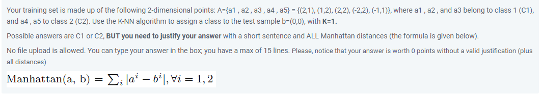 Solved Your training set is made up of the following | Chegg.com