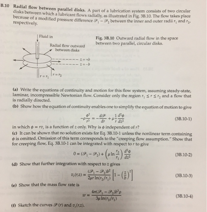 Solved B.10 Radial flow between parallel disks. A part of a | Chegg.com