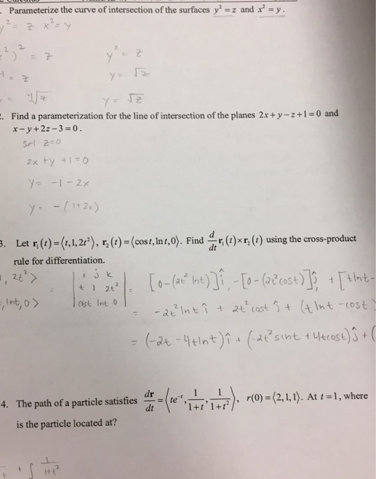 Solved Parameterize the curve of intersection of the | Chegg.com