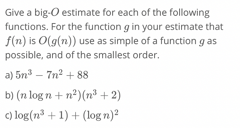 Solved Give a big-O estimate for each of the following | Chegg.com