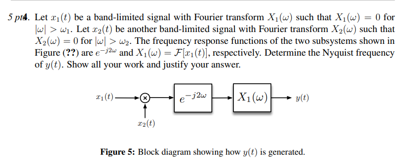 Solved 5 pt 4 . Let x1(t) be a band-limited signal with | Chegg.com