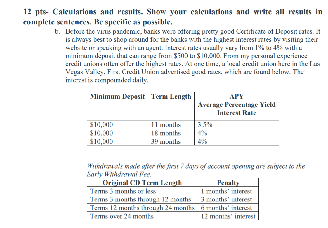 Solved 12 pts- Calculations and results. Show your | Chegg.com