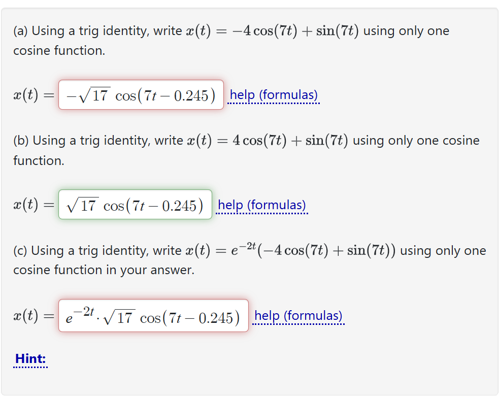 (a) ﻿Using a trig identity, write | Chegg.com