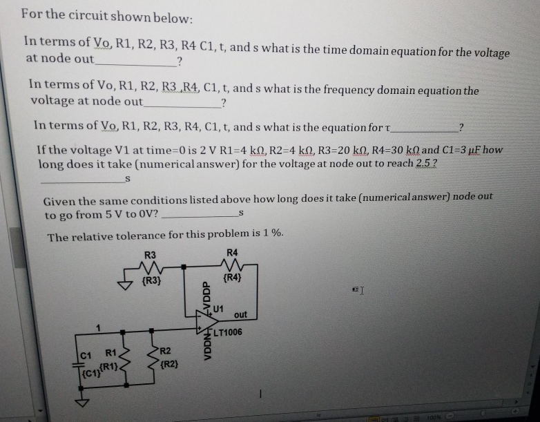 Solved For the circuit shown below: In terms of Vo, R1, R2, | Chegg.com