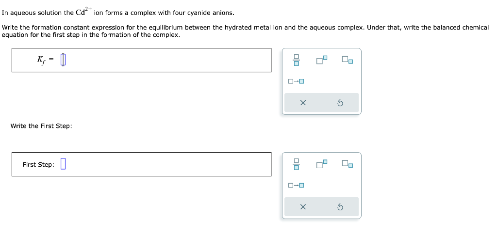 Solved In aqueous solution the Cd2+ ion forms a complex with | Chegg.com