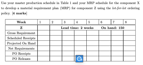 2 3 4 5 Use your master production schedule in Table | Chegg.com