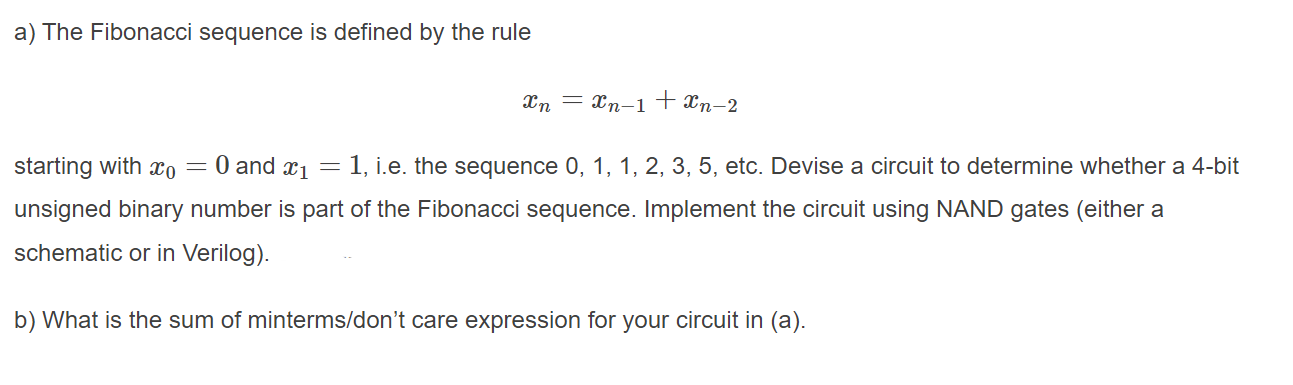 a) The Fibonacci sequence is defined by the rule n = | Chegg.com