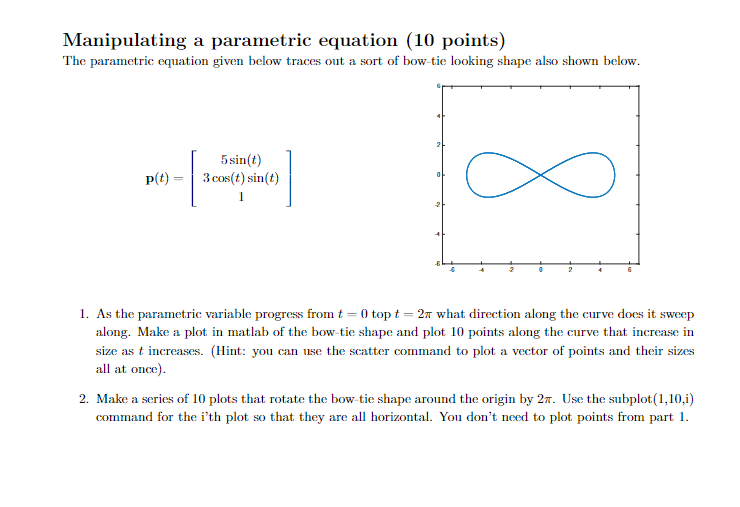 Solved Manipulating a parametric equation ( 10 ﻿points)The | Chegg.com