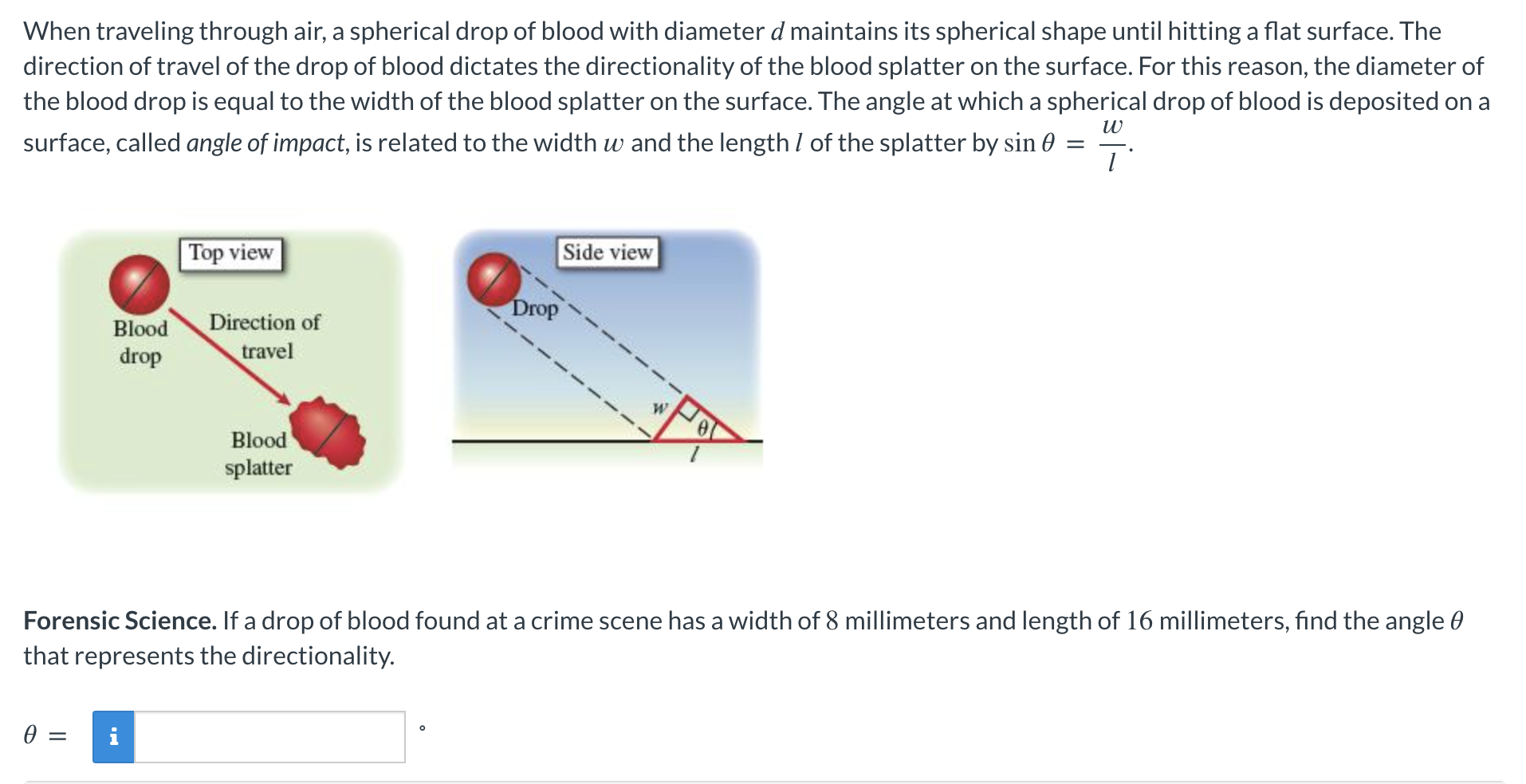 Solved When traveling through air, a spherical drop of blood | Chegg.com