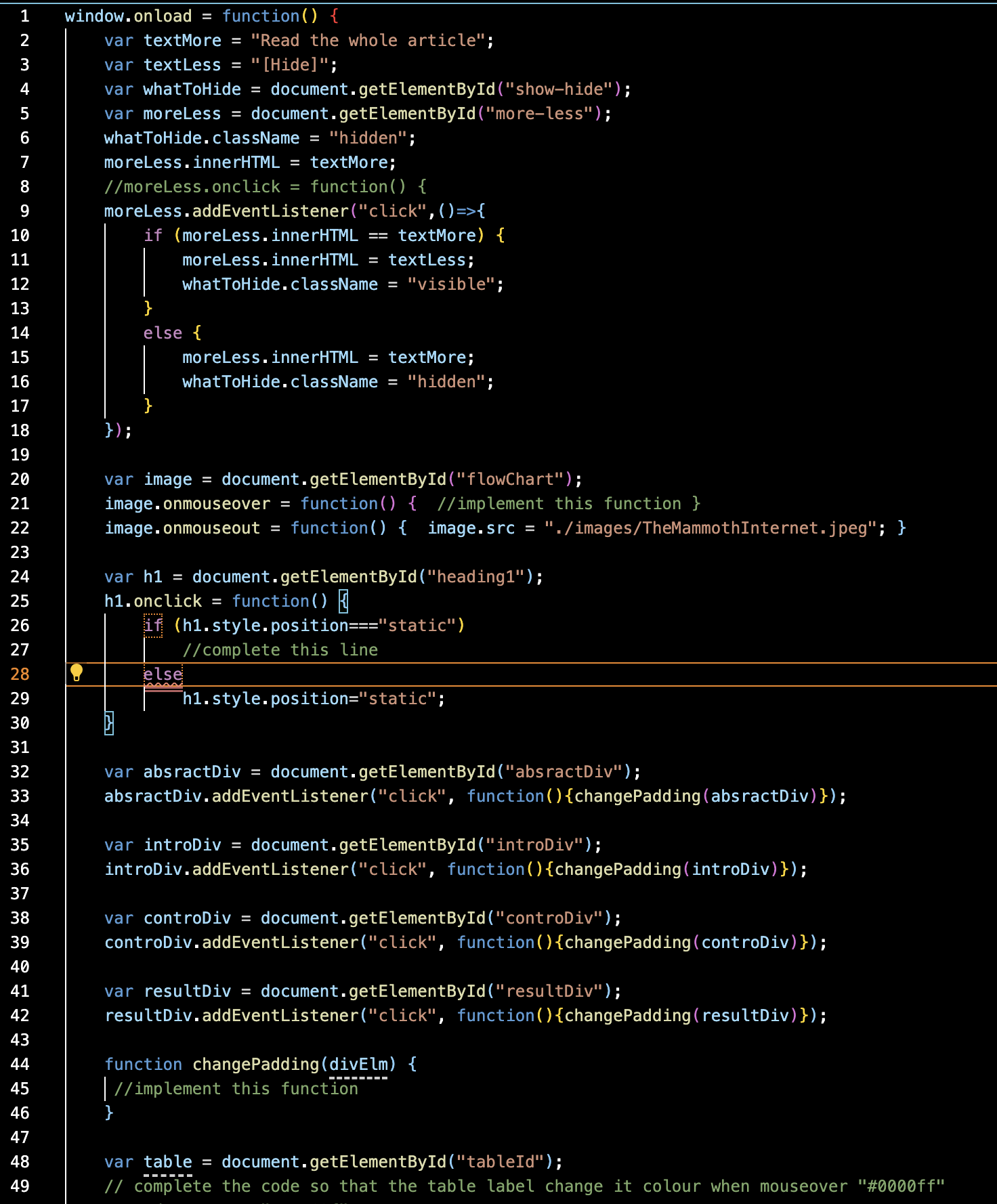 Solved Read the instructions and add the codes in the | Chegg.com