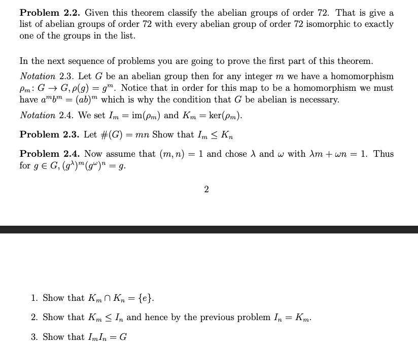 Solved 2 1 Structure Of Finite Abelian Groups Theorem 2 2