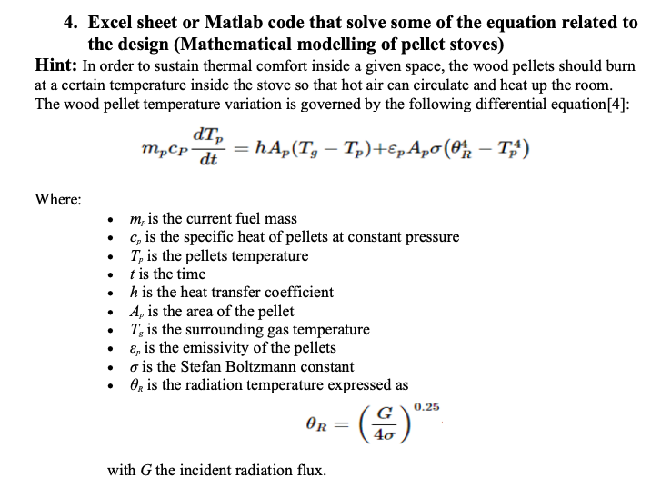Solved 4. Excel sheet or Matlab code that solve some of the | Chegg.com