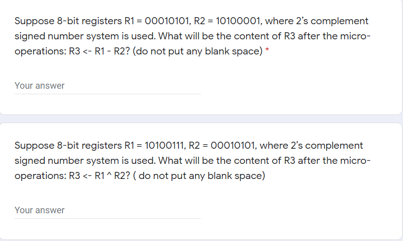 Solved Suppose 8-bit registers R1 = 00010101, R2 = 10100001, | Chegg.com