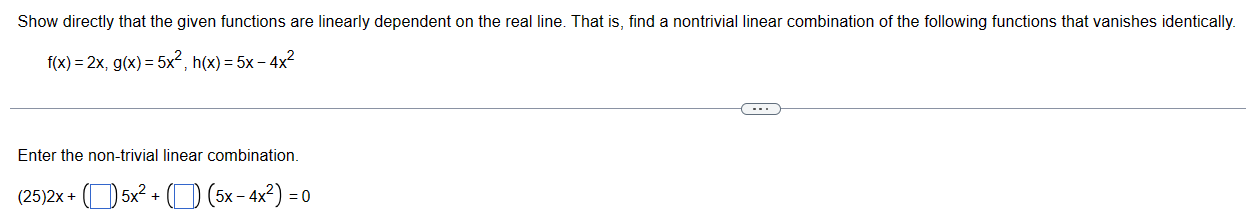 Solved Show directly that the given functions are linearly | Chegg.com