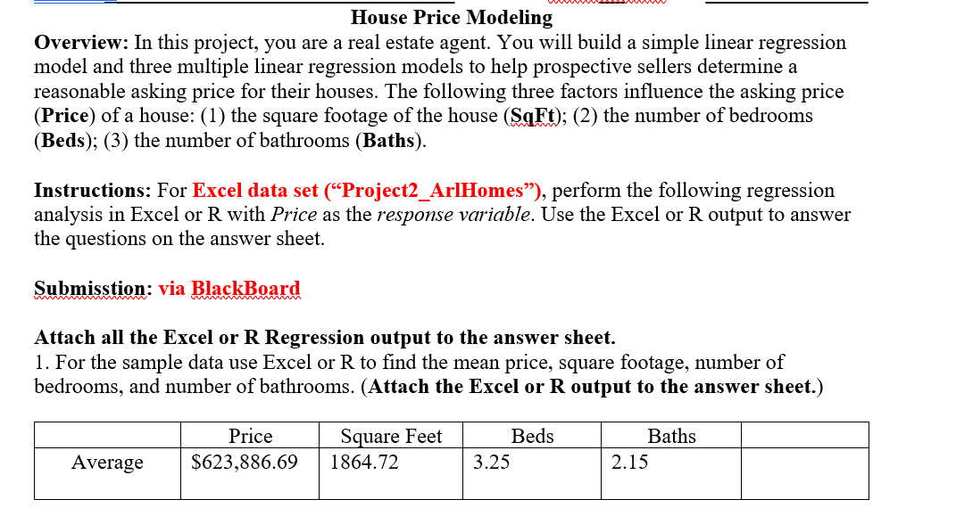 House Price Modeling Overview: In this project, you | Chegg.com