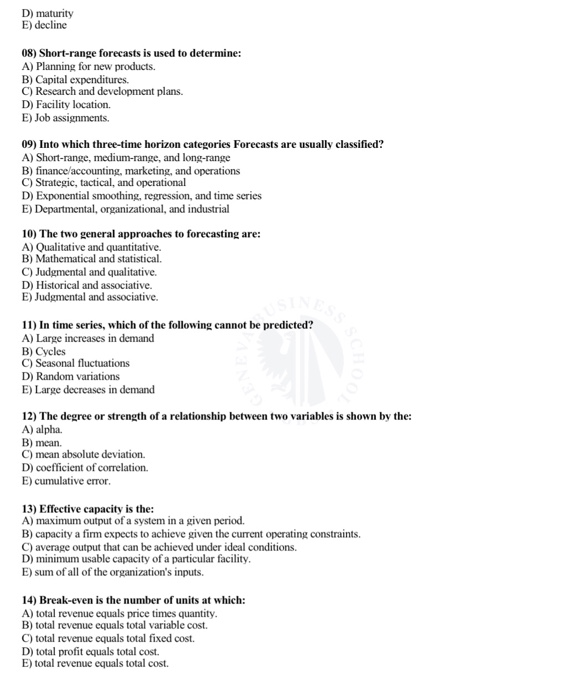 Solved Circle the correct response for each question. Make | Chegg.com
